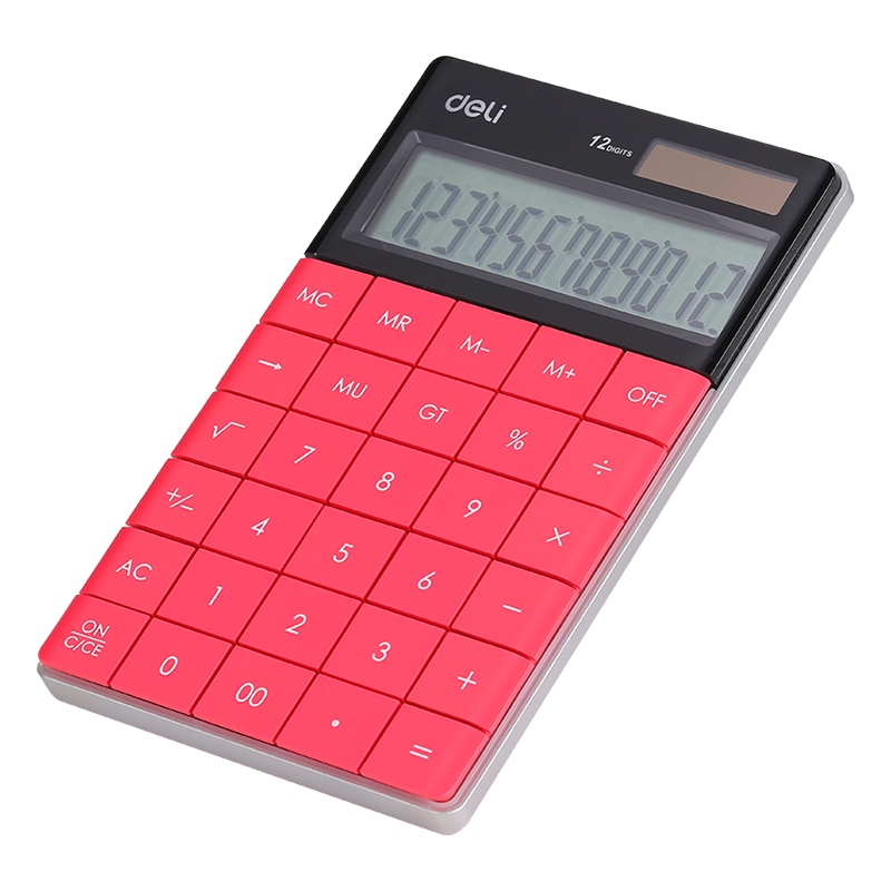 E1589 Red Modern Calculator 12-digit - Deli